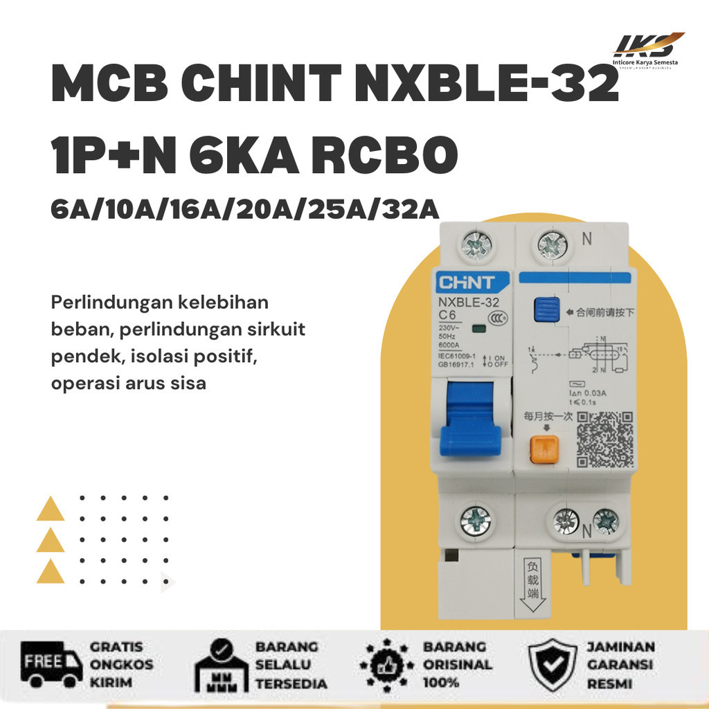 Jual RCBO + MCB CHINT NXBLE-32 30mA 1P+N 6kA 6A 10A 16A 20A 25A 32A | Shopee Indonesia