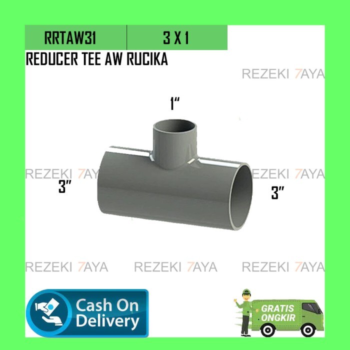 Jual REDUCER TEE AW 3 X 1 INCH FITTING PIPA AIR PVC RUCIKA SAMBUNGAN ...