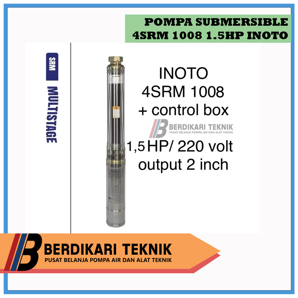 Jual Pompa Submersible INOTO Casing Sumur 4 inch - 1.5 HP output 2 ...