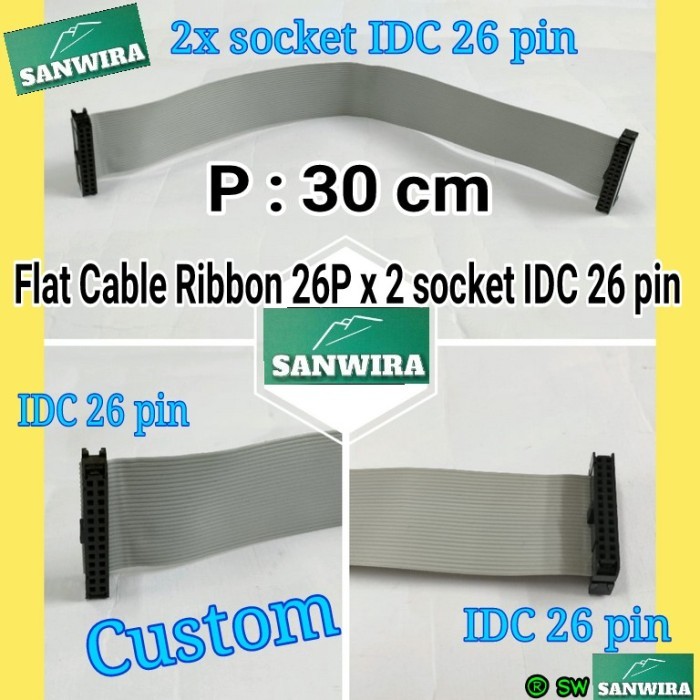 Jual Flat Cable Ribbon 26P x 2 socket IDC 26 pin - P : 85 cm (Custom ...