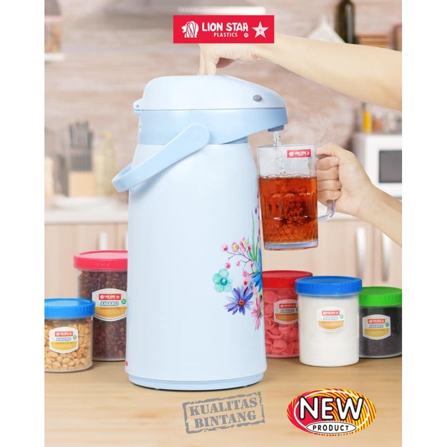 Jual Termos Air Panas Pompa / pencet Lion Star 2,5 liter Americano | Shopee Indonesia