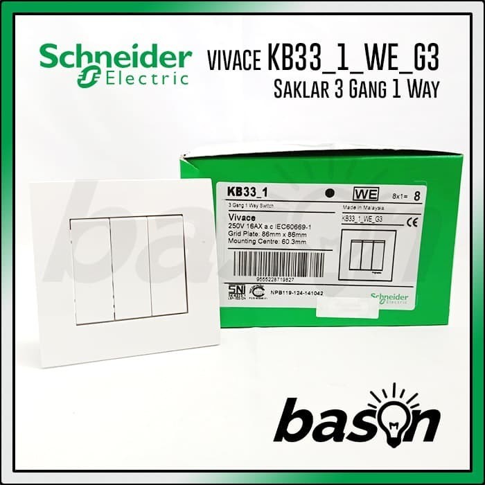 Jual TERMURAH SCHNEIDER VIVACE 3 GANG 1 WAY SWITCH - SAKLAR 3 TOMBOL 1 ...