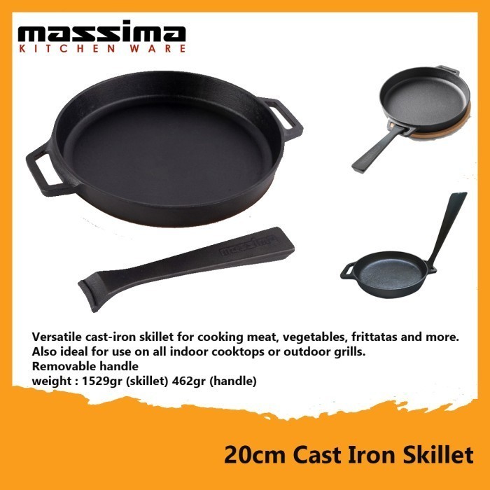 Jual Massima DETACHABLE HANDLE Cast Iron Skillet 20 cm | Shopee Indonesia