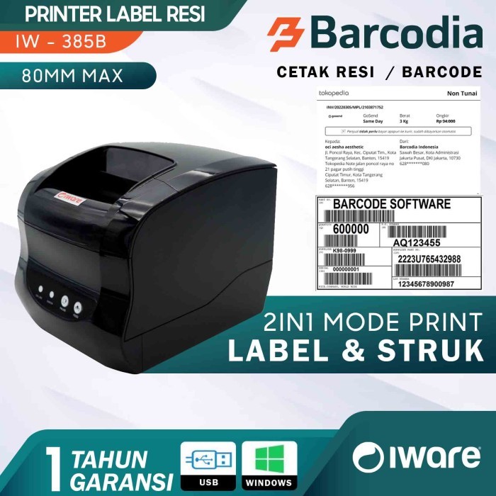 Jual PRINTER STRUK KASIR 80MM & BARCODE STICKER LABEL 2IN1 USB LAN ...