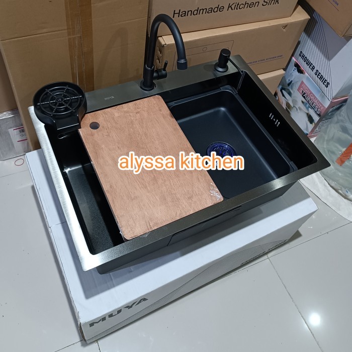 Jual jual paket komplit kitchen sink Muya 6545 hitam paket kran pipa ...