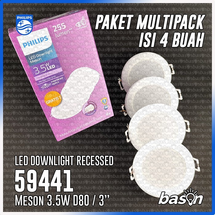 Jual PHILIPS Multipack isi 4 bh Meson 59441 - LED Downlight 3.5W 3 inch ...