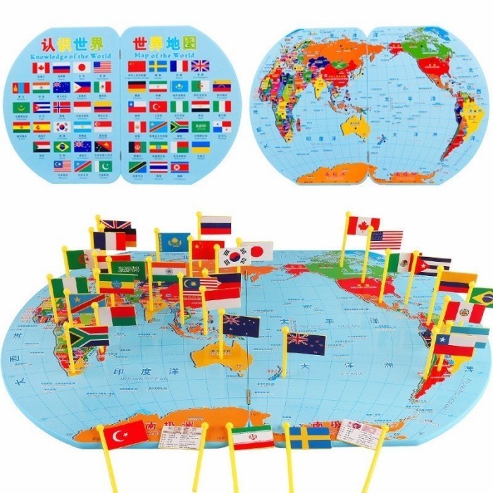 Jual Ready Stock - Mainan Map Flag Peta Dunia Bendera Knowledge of the ...
