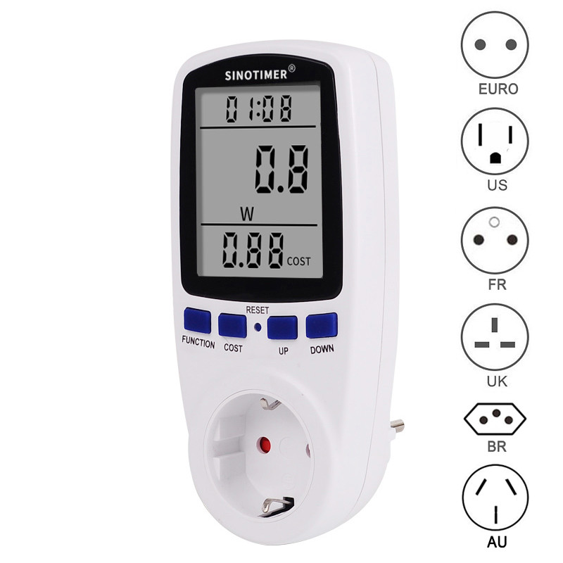 Jual New EU BR UK Plug Socket Digital Wattmeter Meter Power Consumption ...