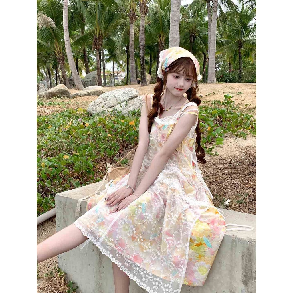 Jual Gaun Tali Renda Bunga Segar Manis | Shopee Indonesia