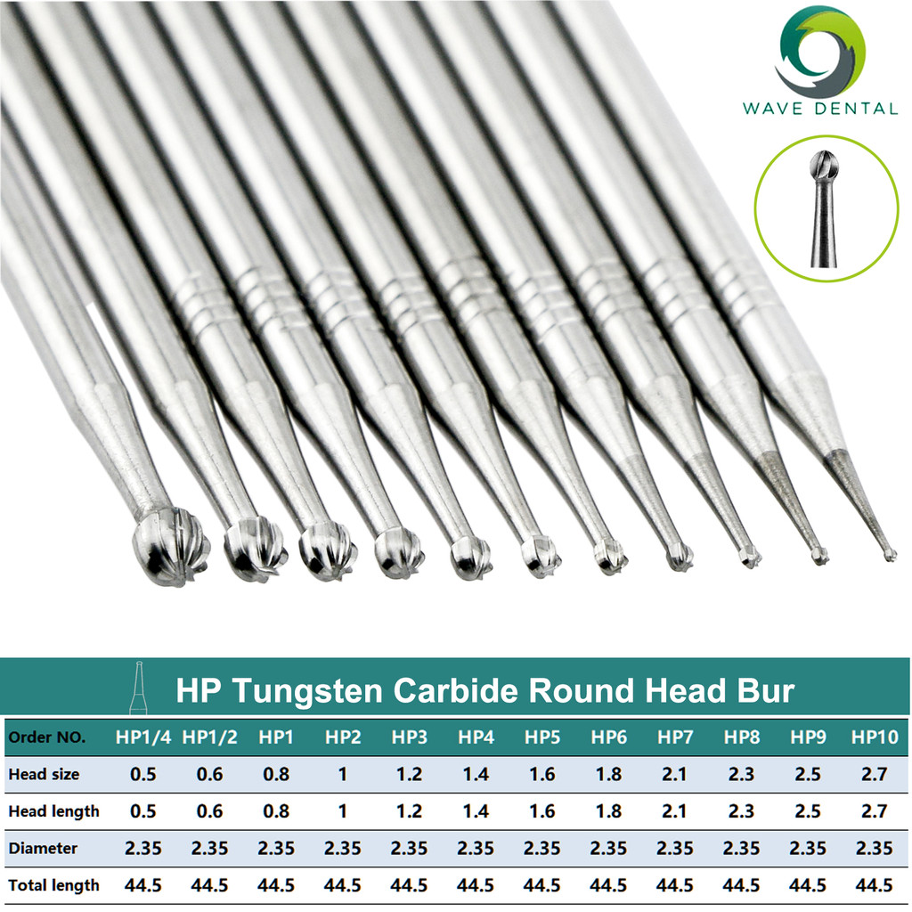 Jual Al Mubarokk WAVE Dental Carbide Burs Low Speed HP Dental Bur Round ...