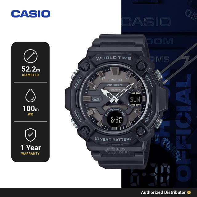 Jual [READY INSTANT] Jam Tangan Pria Casio General AEQ-120W-1BVDF Original Analog Digital Black ...