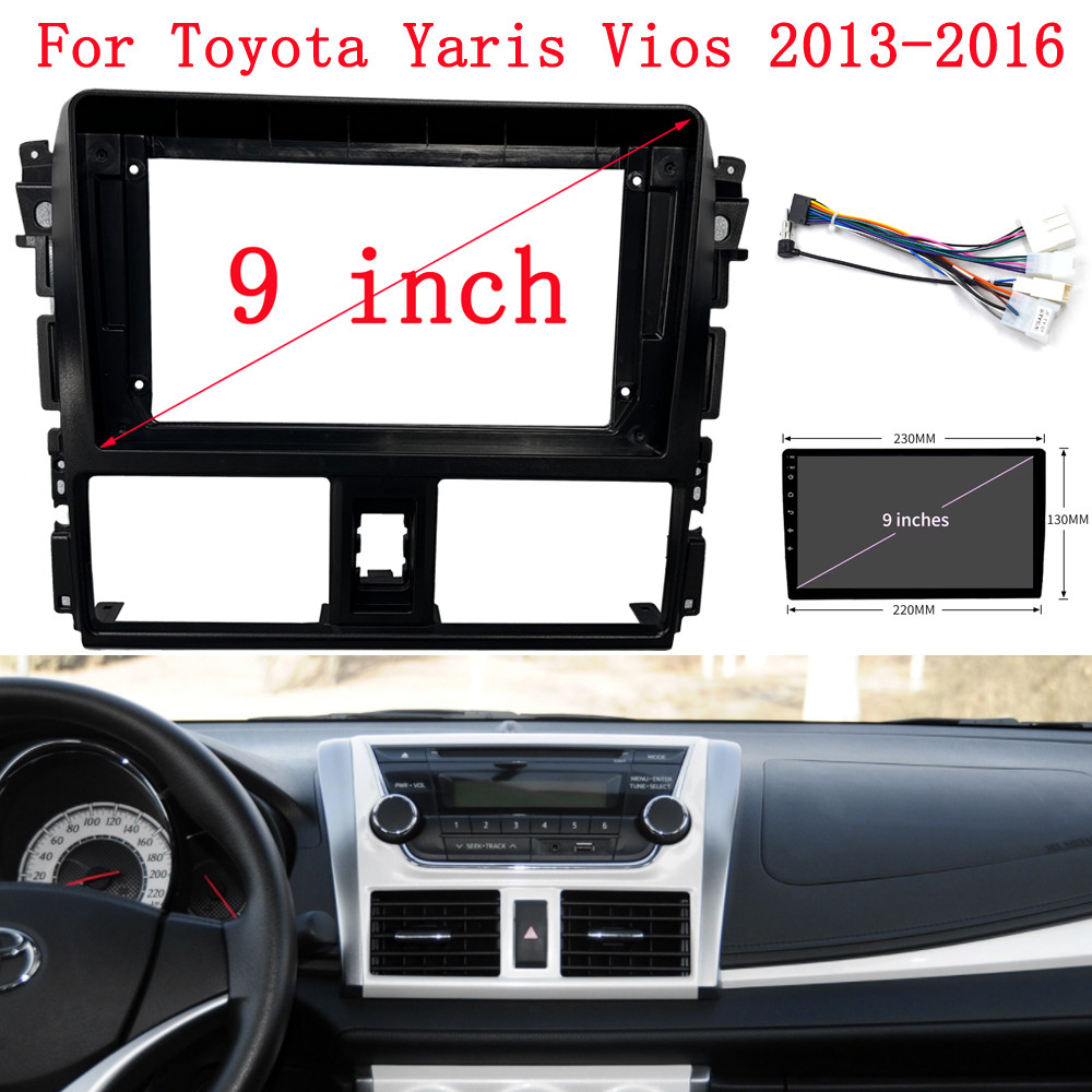 Jual HPS 9/10 Inch Car Audio Radio Plate Fascia Frame For Toyota Yaris ...