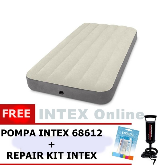 Jual PAKET KASUR ANGIN INTEX DURA BEAM TWIN + POMPA INTEX + LEM 64707 | Shopee Indonesia