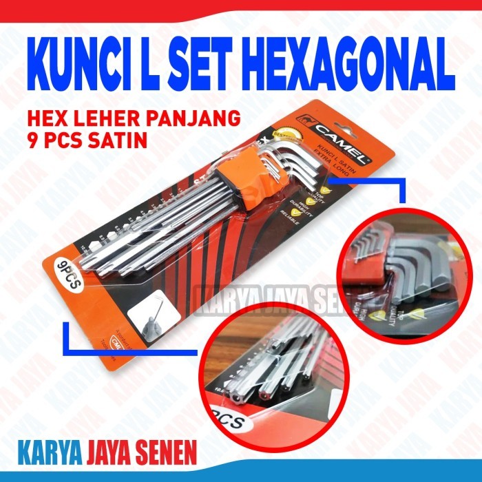 Jual Camel Kunci L Kombinasi Hexagonal-Bintang Hex Key Combination 9 ...