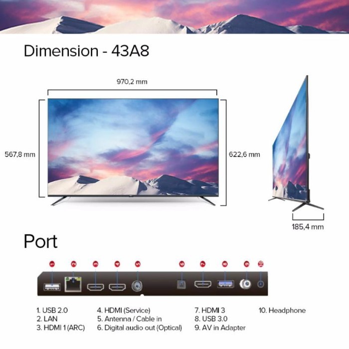 Jual TCL LED TV ANDROID SMART UHD 4K 43A8 - 43 INCH ULTRA HD | Shopee ...