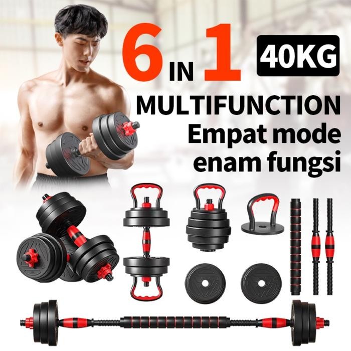 Jual Dumbbell Barbel Set Peralatan Fitness 40 Kg Bisa Disambung Tiang Angkat Ot99 Olahraga Best ...