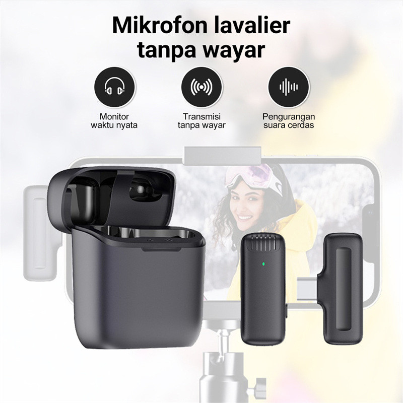 Jual J11 Microphone Nirkabel Lavalier Dual Wireless Mic Bluetooth ...