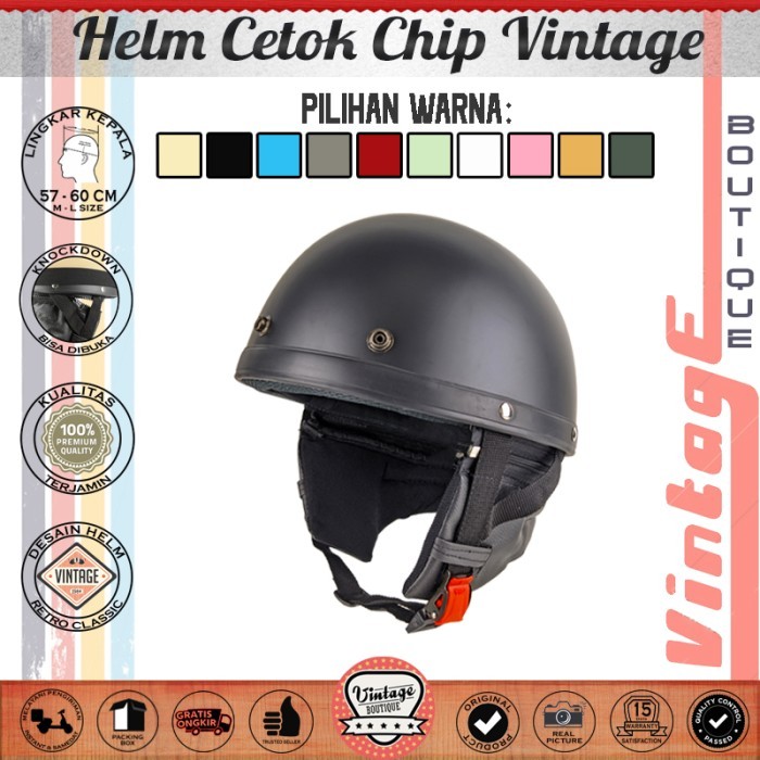 Jual BERMUTU Helm Vintage Cetok Chips Retro Bogo Setengah Kepala Dewasa ...