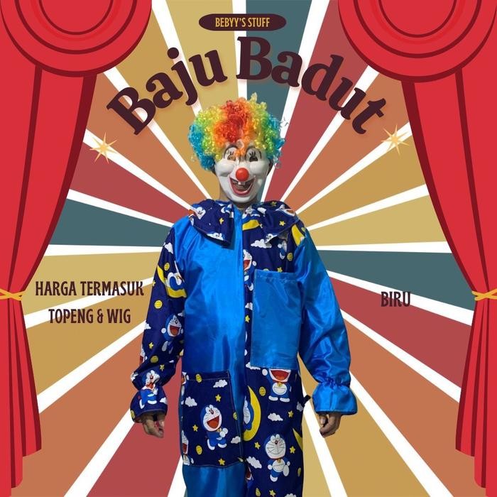 Jual Kostum Baju Badut Doraemon + Topeng + Wig | Shopee Indonesia