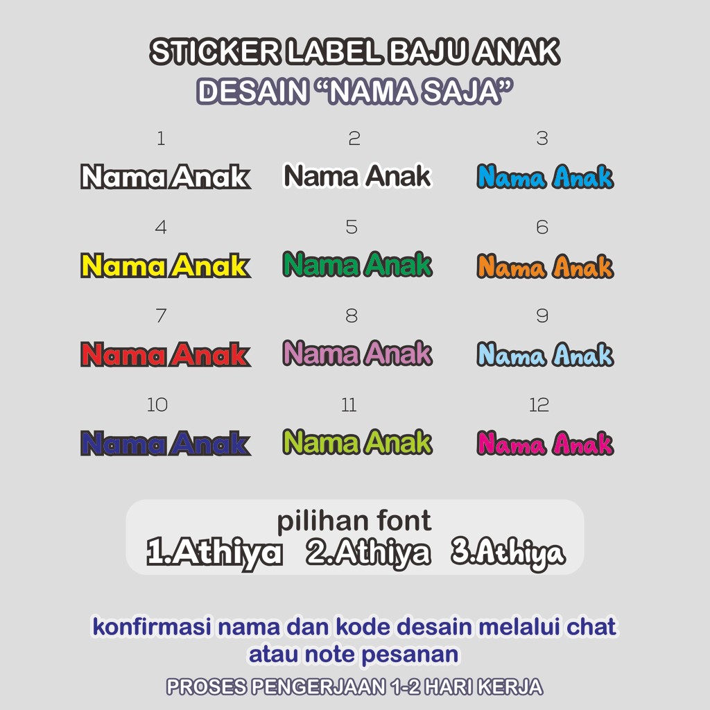 Jual Sticker Nama Baju Setrika Sticker Nama Untuk Baju Sticker Label ...
