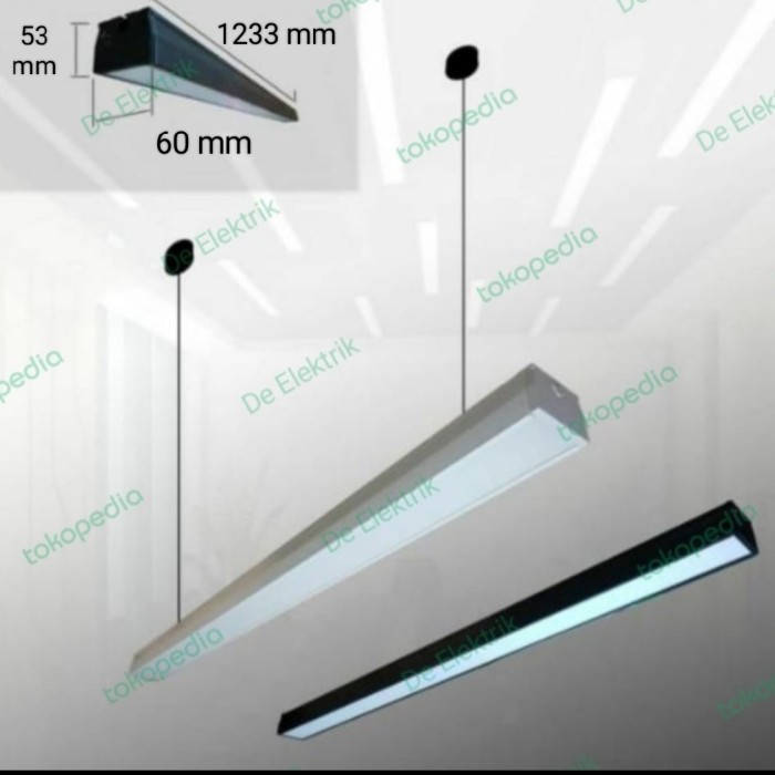 Jual Kap Lampu Gantung TL LED T8 Linier Fixture 1x18w 120cm Hitam ...
