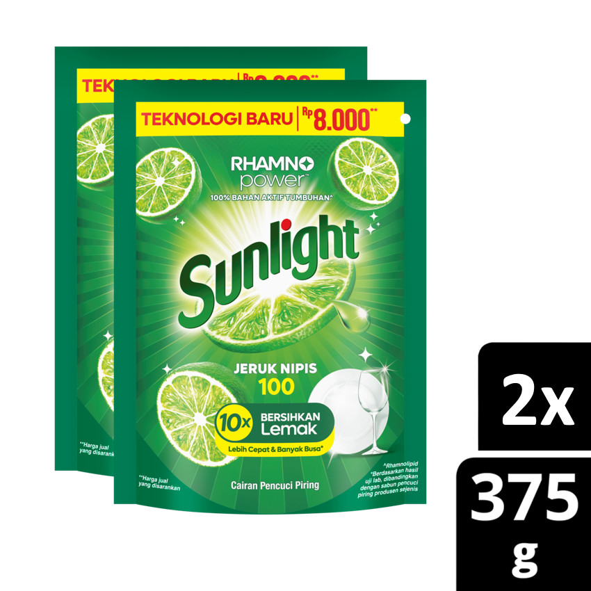 Jual SUNLIGHT SABUN CUCI PIRING JERUK NIPIS REFILL 375GR x2 | Shopee ...