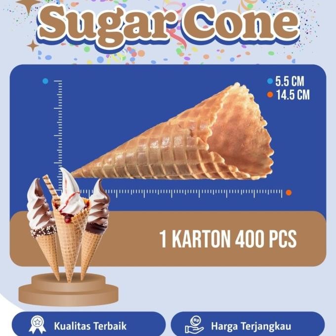 Jual Cone Waffle Ice Cream Ukuran Besar 1dus isi 400pcs mirip Mixue ...