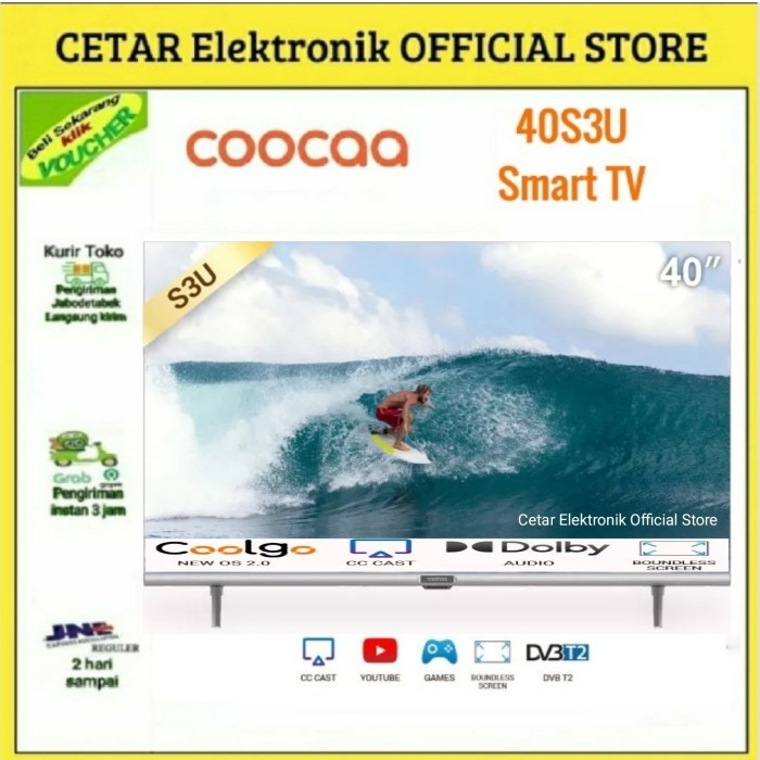 Jual LED Coocaa 40 inch 40S3U Smart LED TV Digital Bezel Less Smart TV ...