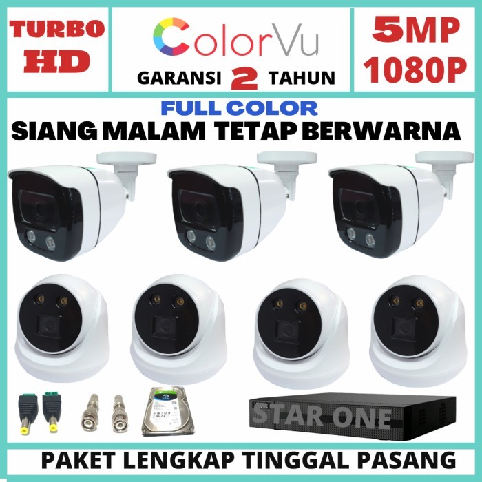 Jual Paket Cctv Color Vu 8 Channel 7 Kamera Lensa 5Mp 10P Ic Sony Xmore ...