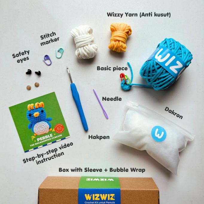 Jual Diy Crochet Kit Amigurumi - Pebble The Rockhopper Penguin - Rajut ...