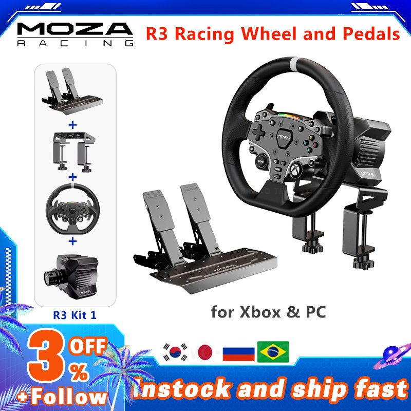 Jual New MOZA R3 Racing Wheel and Pedals for Xbox & PC | Shopee Indonesia