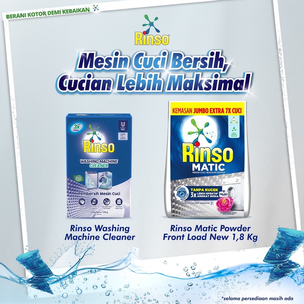 Jual [PAKET HEMAT] Rinso Washing Machine Cleaner + Rinso Matic Powder ...