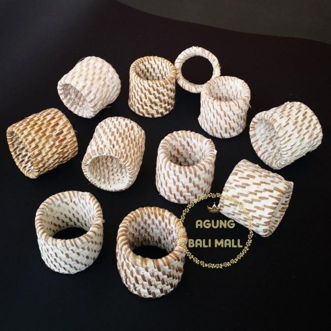 Jual Open DS] Cincin rotan bulat white wash/cincin kain serbet/rattan ...