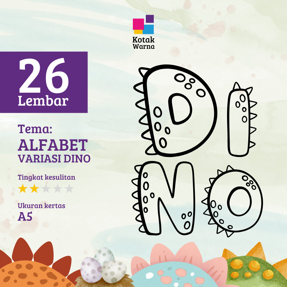 Jual Kertas Mewarnai Tema Alfabet [Variasi Dino] / Lembar Mewarnai Tema ...