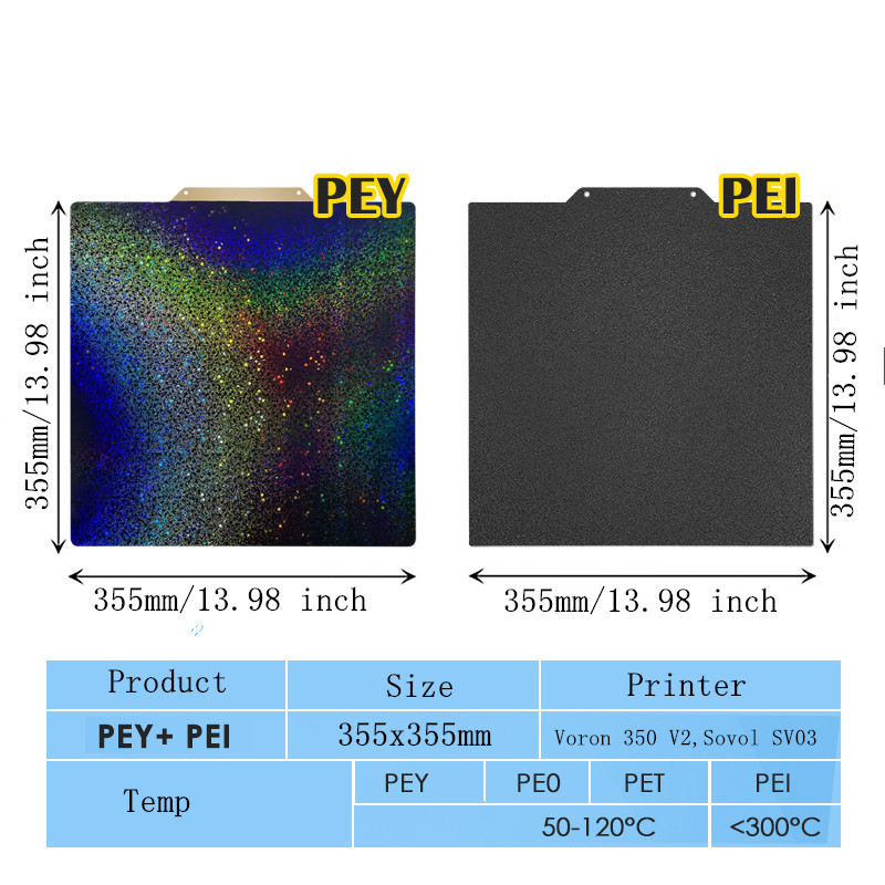 Jual GPR PEI Sheet 355x355mm Double Sided Smooth PEY and Textured Black ...