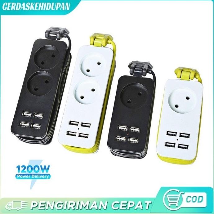Jual Stop Kontak Traveling 1 Lubang Saklar + 4 Port USB Colokan Listrik | Shopee Indonesia
