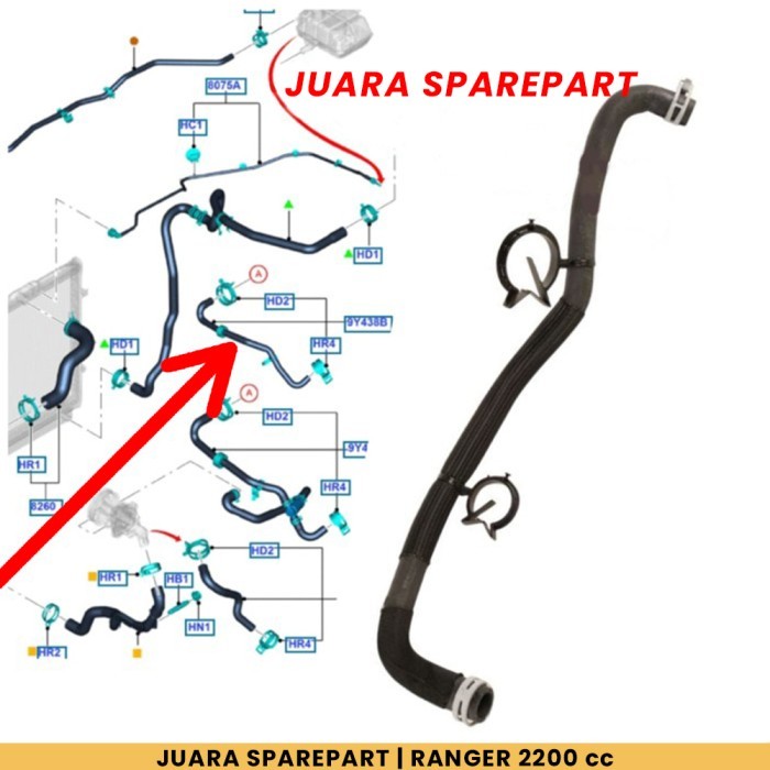 Jual Hose Ford Ranger 2.2Cc Selang Thermostat 2200 Cc Egr T6 Original Ford | Shopee Indonesia