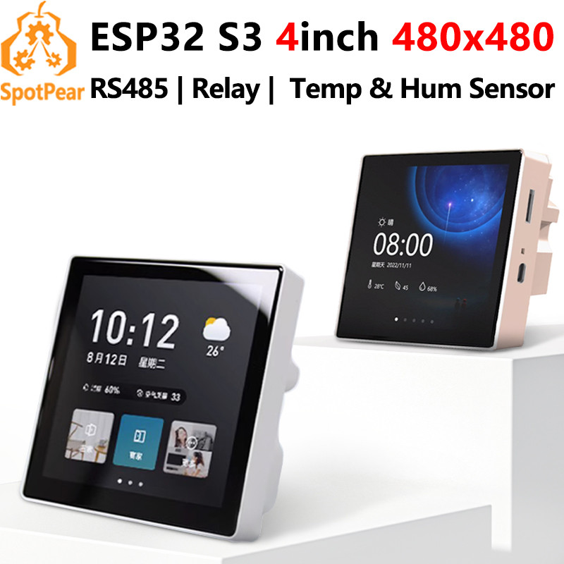 Jual VBA ESP32-S3 Development Board 4 inch LCD TouchScreen Display 480x480 RS485 /SHT20 /Relay ...