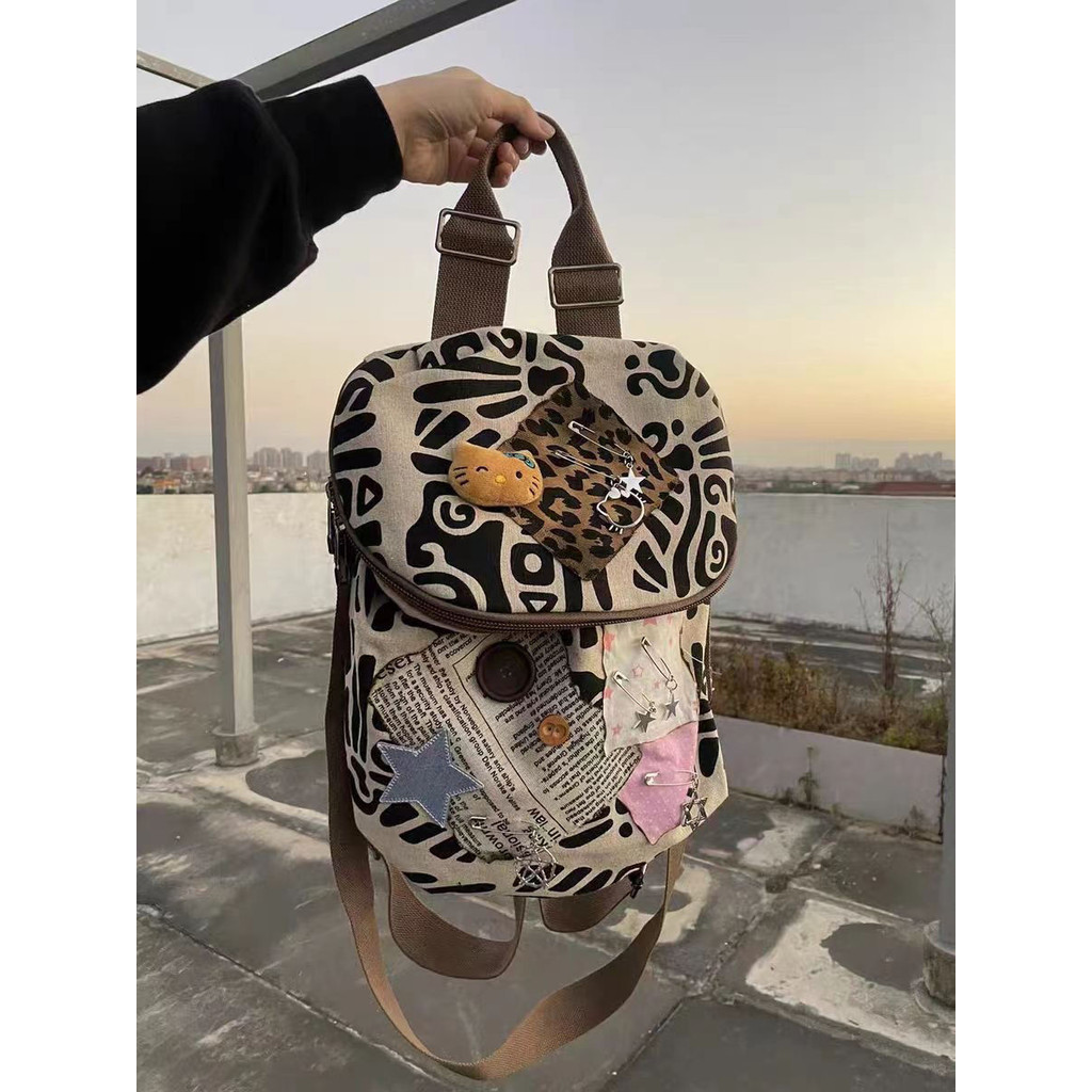 Jual Pola Sapi Grafiti Sederhana Tas Bahu Wanita Cetak Leopard Artistik ...