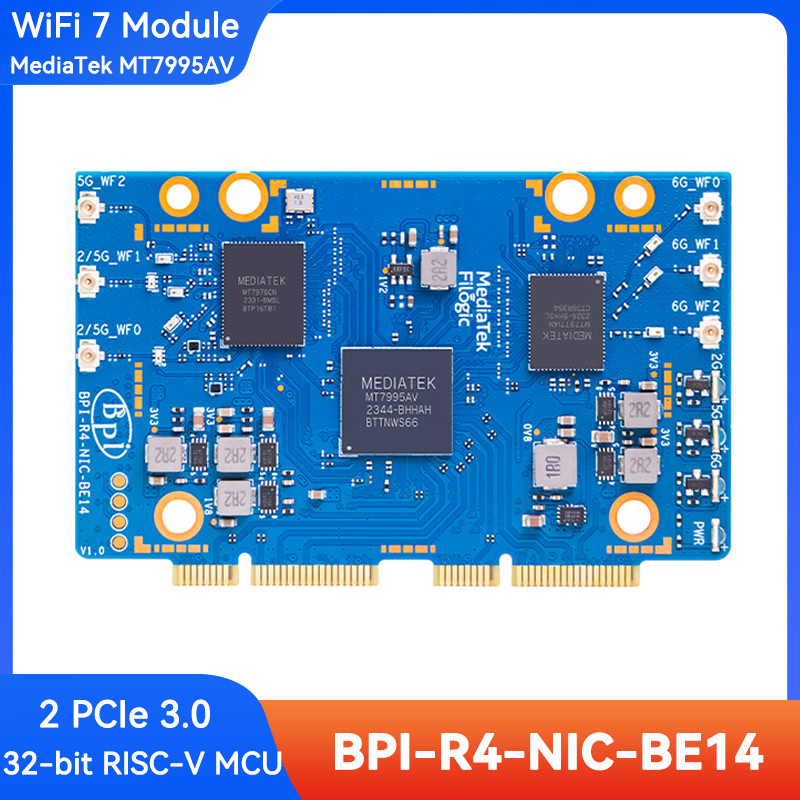 Jual JETS BPI-R4-NIC-BE14 WiFi 7 Module MediaTek MT7995AV 32-bit RISC-V MCU 2 PCIe 3.0 Interface ...