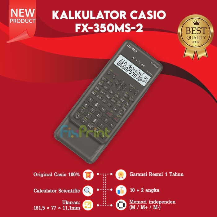 Jual Casio Fx-350Ms 2 Calculator Scientific Kalkulator Ilmiah Standar New | Shopee Indonesia