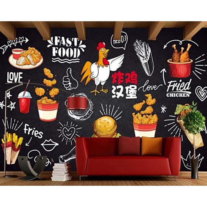 Jual WALLPAPER DINDING 3D CUSTOM MOTIF MENU CAFE RESTAURANT COFFEE SHOP ...