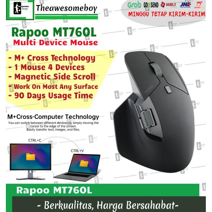 Jual CO Rapoo MT750 Bluetooth Wireless Mouse Multi Device Logitech MX ...