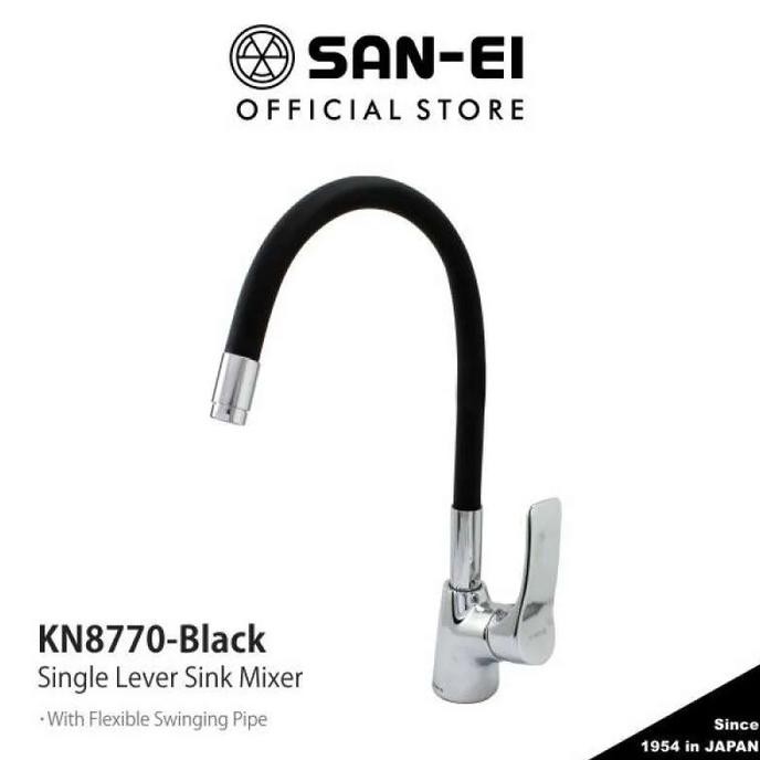 Jual ASLI SAN-EI KRAN DAPUR FLEKSIBEL - SINGLE LEVER SINK MIXER KN 8770 BLACK | Shopee Indonesia