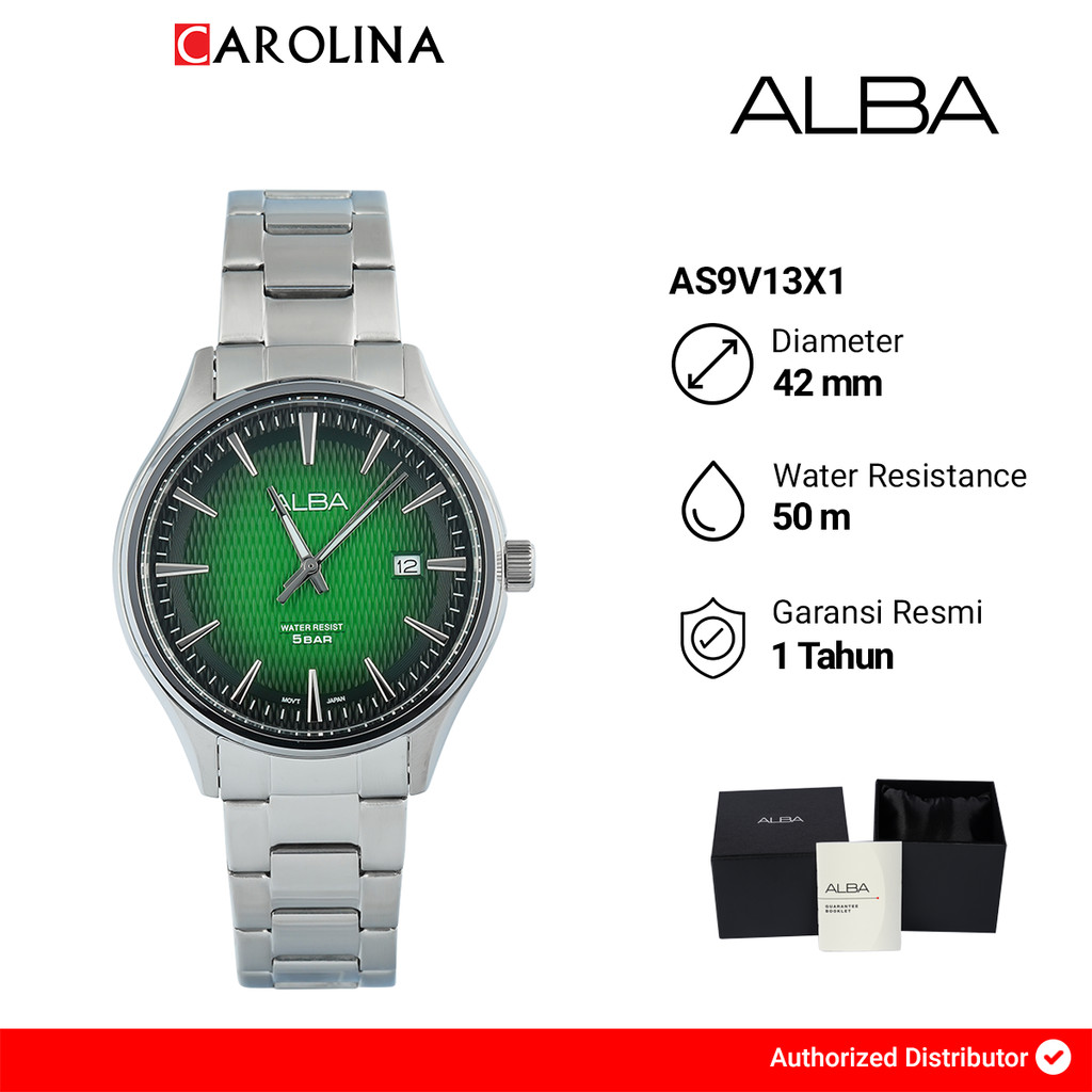 Jual Jam Tangan Pria ALBA Prestige AS9V13X1 Green Dial Stainless Steel ...