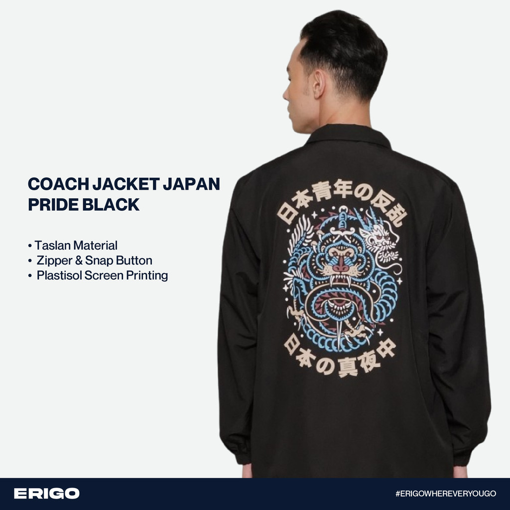 Jual Erigo Coach Jacket Japan Pride Black | Shopee Indonesia