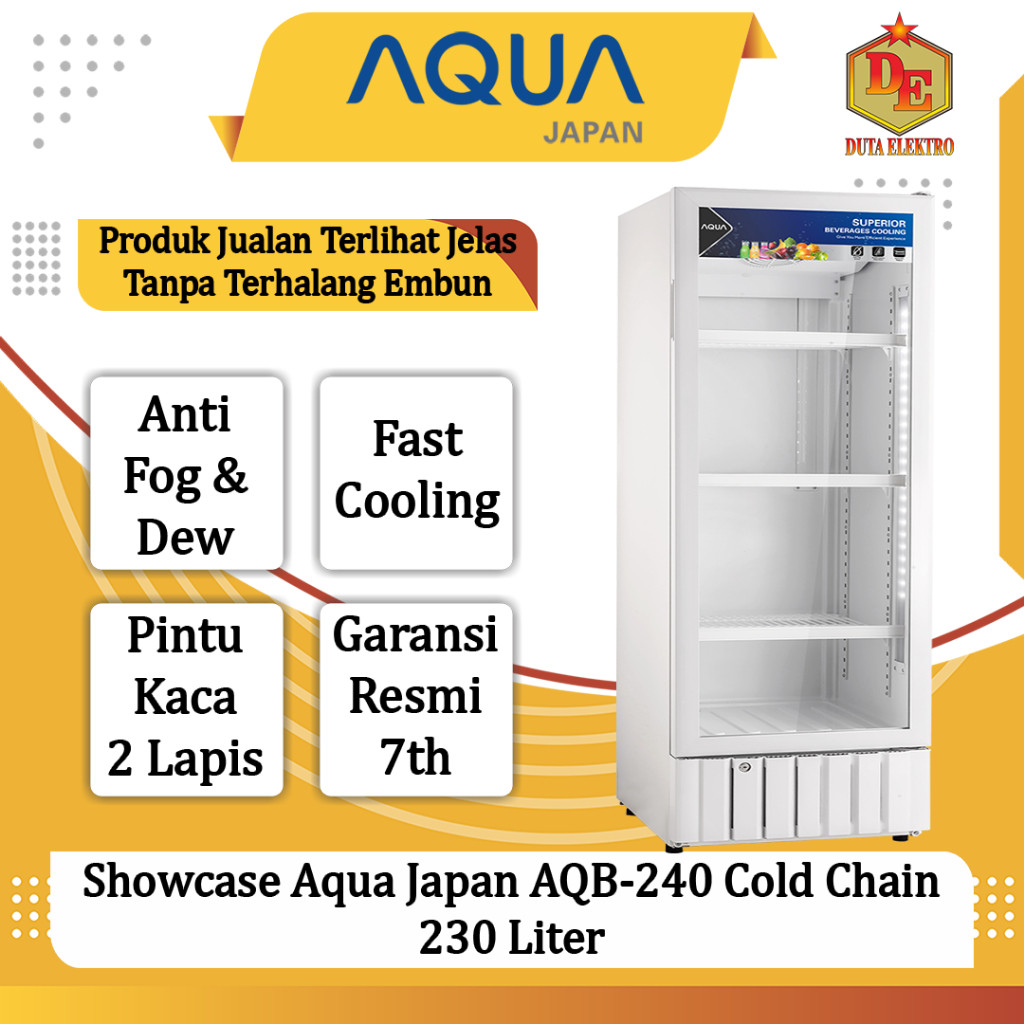 Jual Showcase 1 Pintu Aqua Japan AQB 240 Cold Chain 230 Liter | Shopee ...