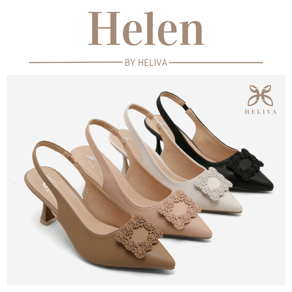 Jual HELIVA HELEN High Heels Slingback Wanita Frame Renda Elegan Hak ...