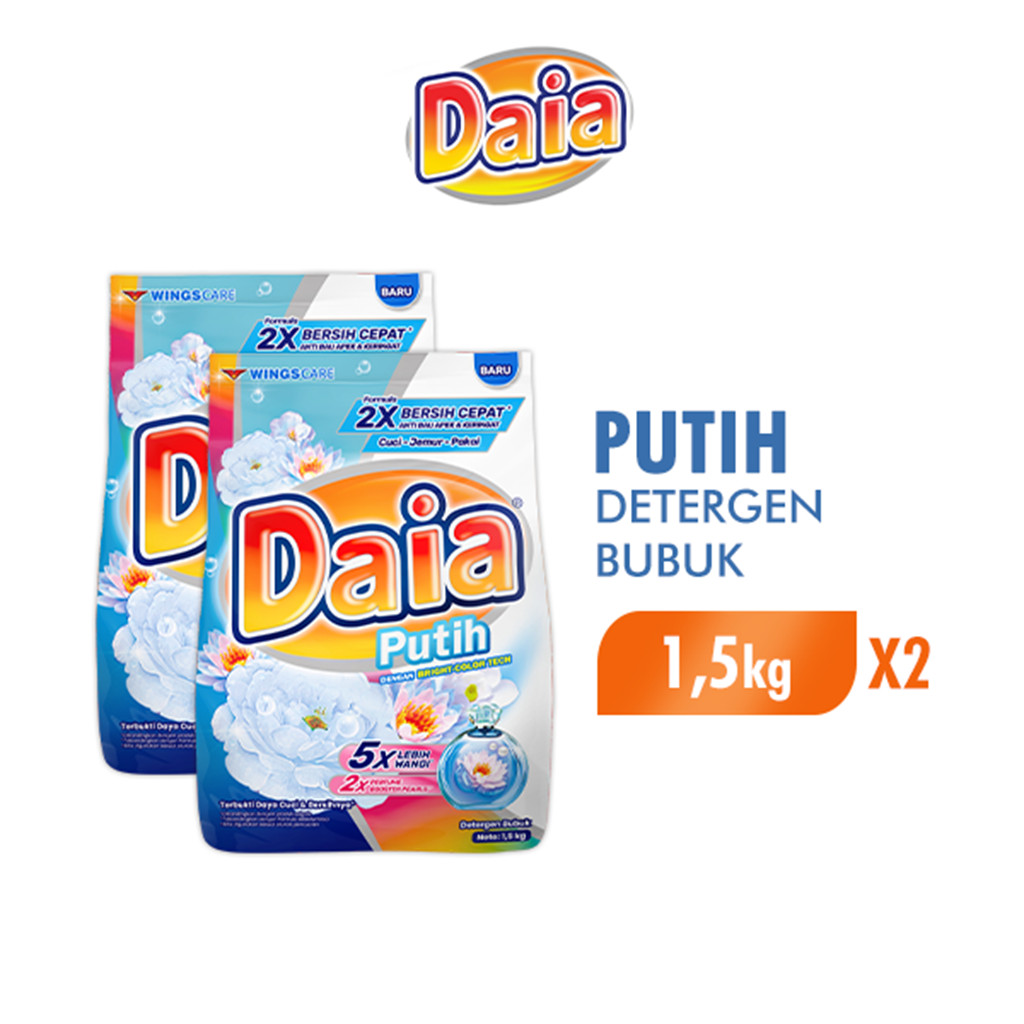 Jual Daia Detergen Bubuk Putih 1,5 kg x2 | Shopee Indonesia