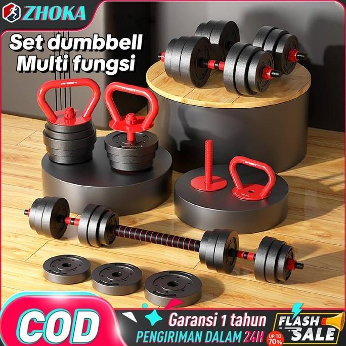 Jual Zhoka Dumbbell Set Kettlebell 6 In 1 10Kg-40Kg Peralatan Fitness Barbel Bisa Disambung ...